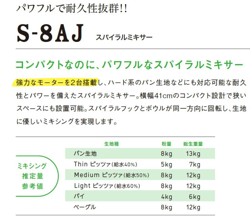 株式会社ネクスト（ピザ生地の“温度上昇”と“ゴムゴム食感”を防ぐ。 株式会社ネクスト「S-8AJ」――ピザ仕込みの“小さな巨人”スパイラル ...